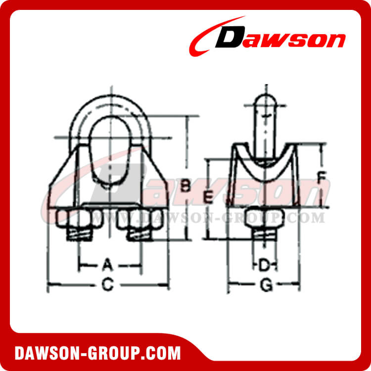 US Type Malleable Wire Rope Clips, Galvanized Steel Wire Rope Clip ...