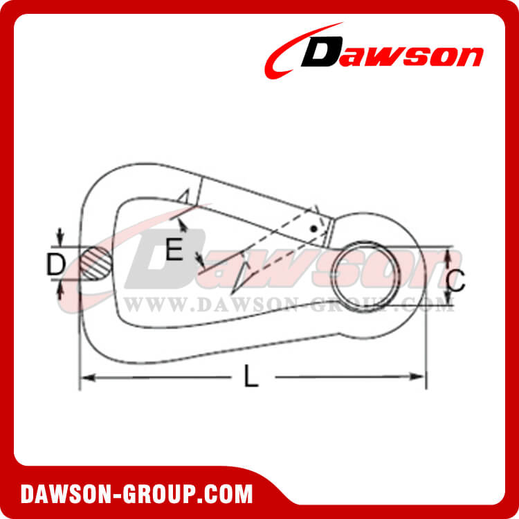 Electric Galvanized Oblique Angle Snap Hook with Eyelet, Mild Steel ...