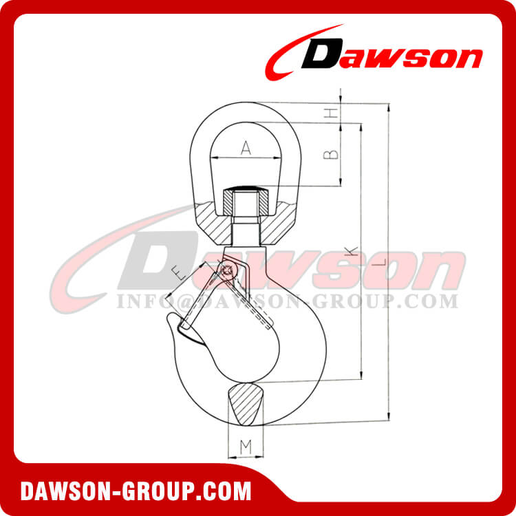 DS554 G70 WLL 1-11T New Type Forged Alloy Swivel Hook, Grade 43 WLL 0. ...