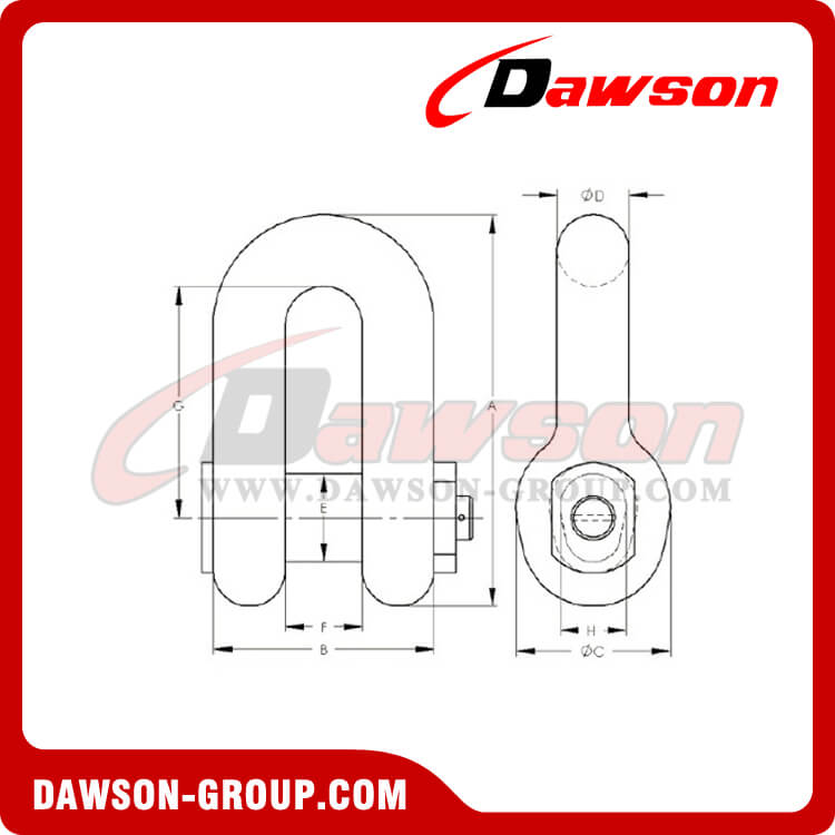 50MM to 114MM Alloy Steel LTM D Type Joining Shackle, Black Painting Joining Shackle, Boat ...
