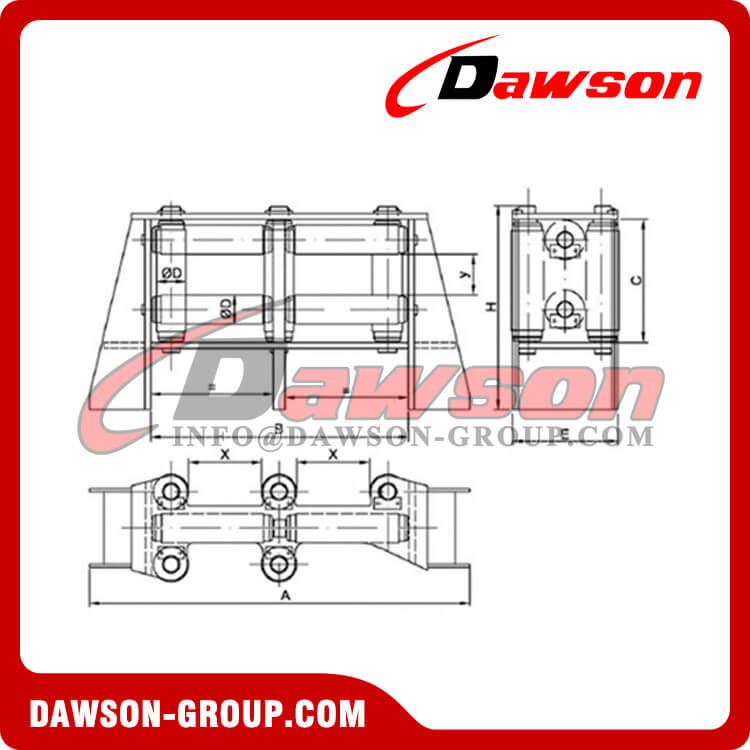 9 Rollers Fairlead, Universal Fairlead with 9 horizontal rollers ...