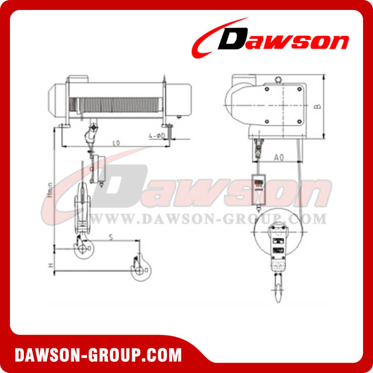 Foot mounted hoist Electric Wire Rope Hoist, single speed hoist ...