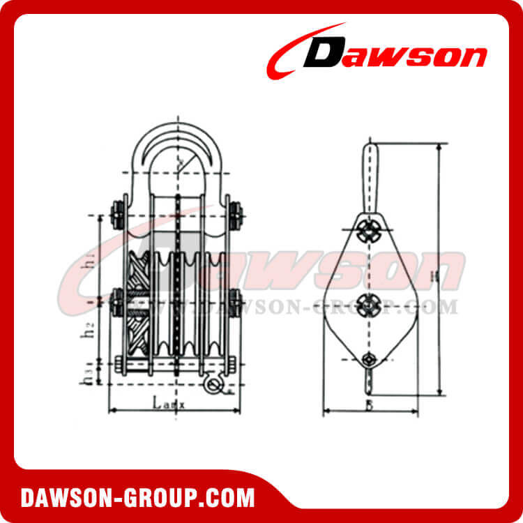 Rings Series Closed Four Wheels Pulley, single pulley blocks, closed ...