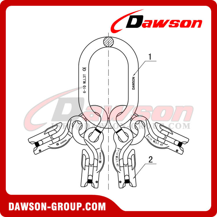 G100 / Grade 100 Master Link Assembly + G100 Eye Grab Hook with Clevis ...