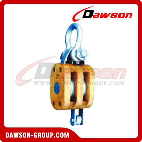 Regular Wood Block Double Sheave With Shackle, snatch block, snatch ...