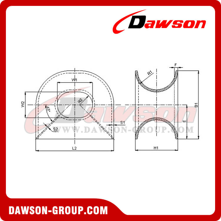 DIN 81915 Deck Mounted Panama Chock Type C, ship chock, cast closed ...