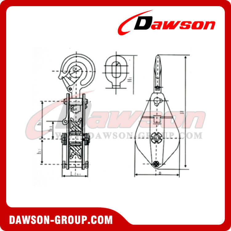 DSPB-F1 Heavy Duty Single Open Hook Pulley for Lifting, Single Wheel ...