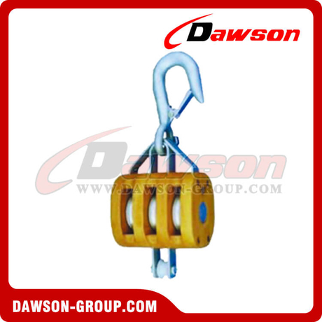 Regular Wood Block Triple Sheave With Hook, snatch block, triple wooden ...