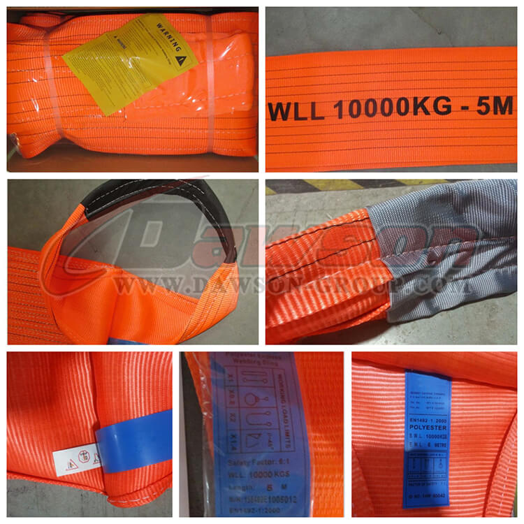 WLL 10 Ton Polyester Webbing Slings, 10000kg Textile Endless Flat ...