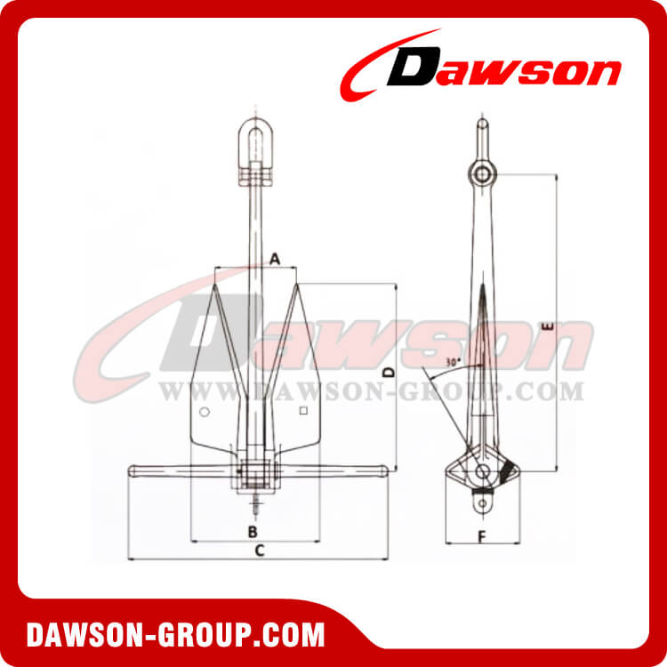 Nominal Weight 60-25000kg Danforth HHP Anchor, High Holding Power ...