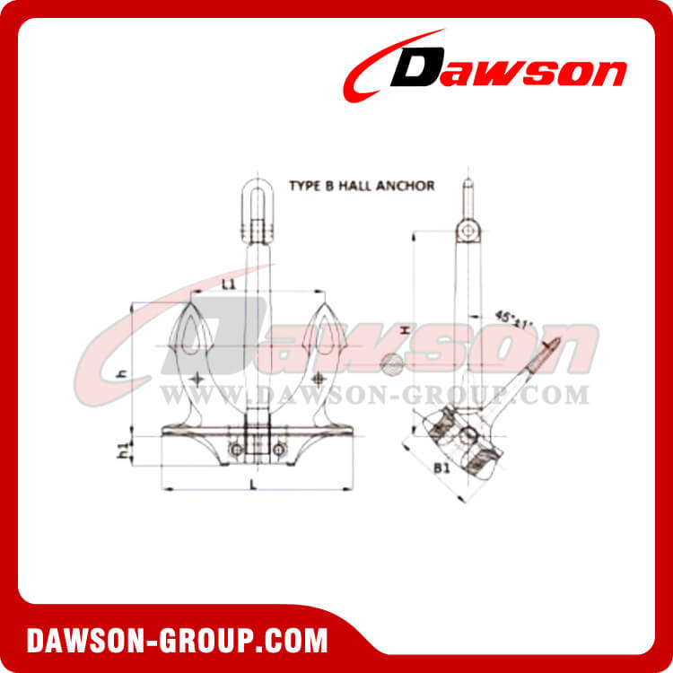 Nominal Weight 40-20000kg Type B Hall Anchor, Boat Mooring Anchors ...