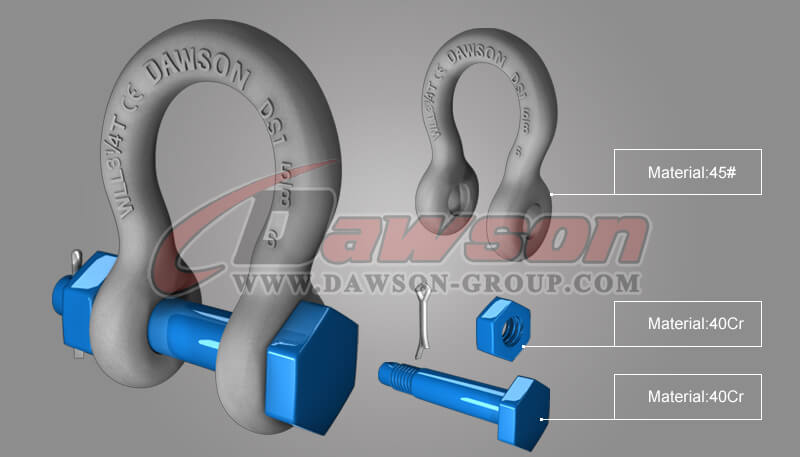Dawson Brand Hot Dip Galvanized US Type DG2130 Bow Shackle with Safety ...