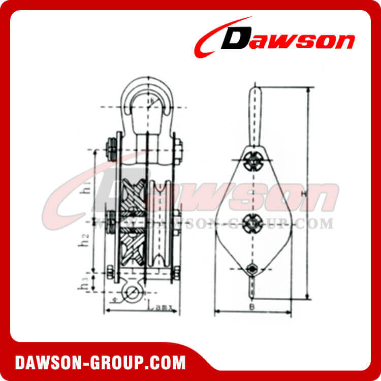 Hook (Chain link) Series Closed Double Wheel Pulley, closed double ...