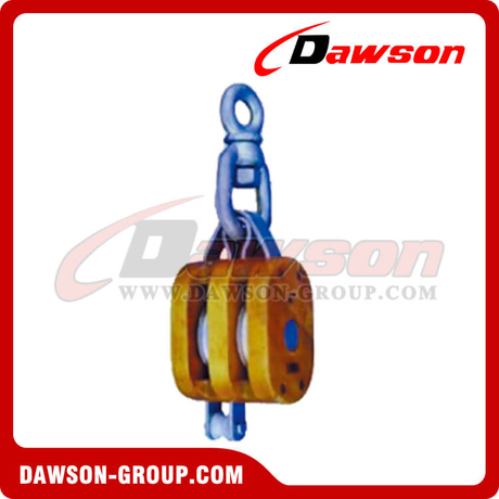 Regular Wood Block Double Sheave With Swivel Eye, snatch block, wooden ...