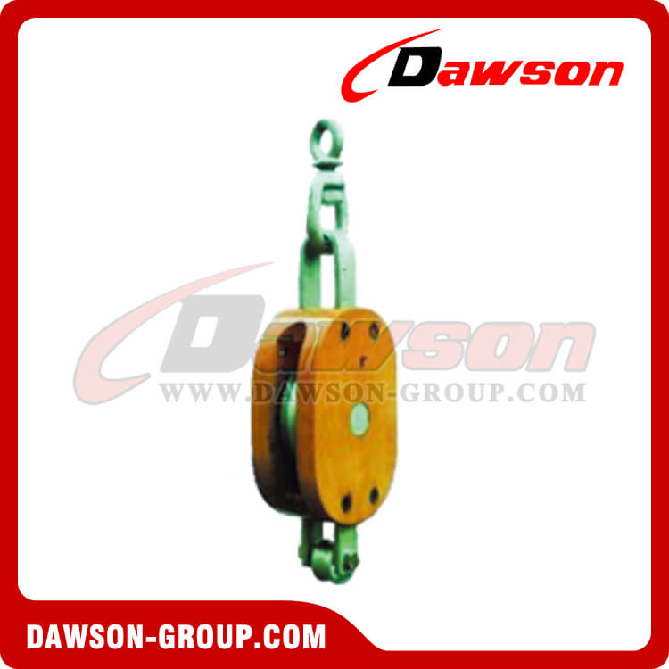Regular Wood Block Single Sheave With Swivel Eye, snatch block, wooden ...