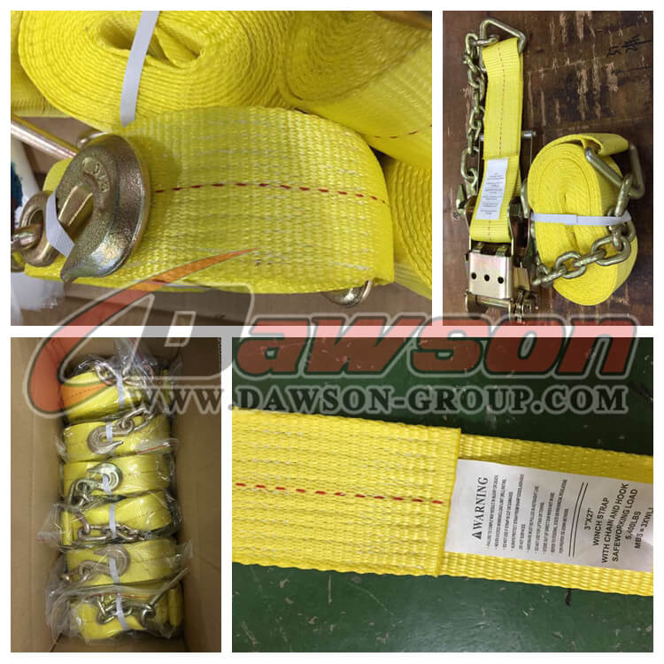 3 inch Winch Strap with Flat Hooks, 3'' Polyester Winch Strap for ...