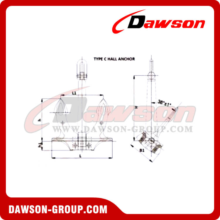 Type C Hall Anchor, Hot Dip Galvanized Hall Type Stockless Anchor ...