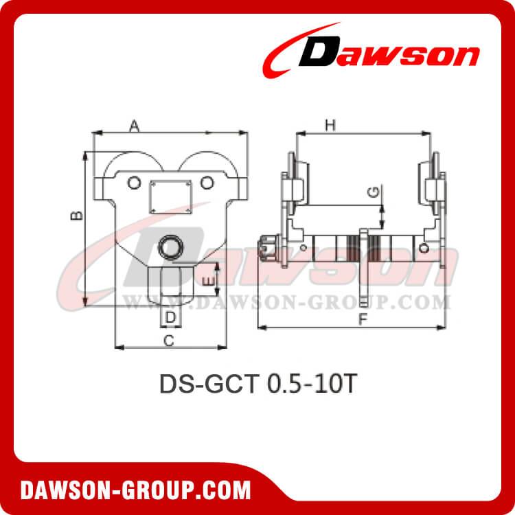 0.5-10 Ton Manual Hand Push Trolley, 500kg-10000kg Push Travel Trolley ...
