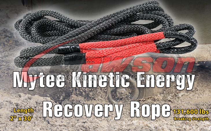 2'' x 30 ft Kinetic Energy Recovery & Tow Rope, Red & Black, 131600 LBS ...