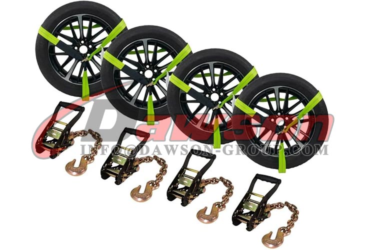 2''x8' Car Tie Down Ratchet Lasso Straps with Chain Anchor - 3335 LBS ...