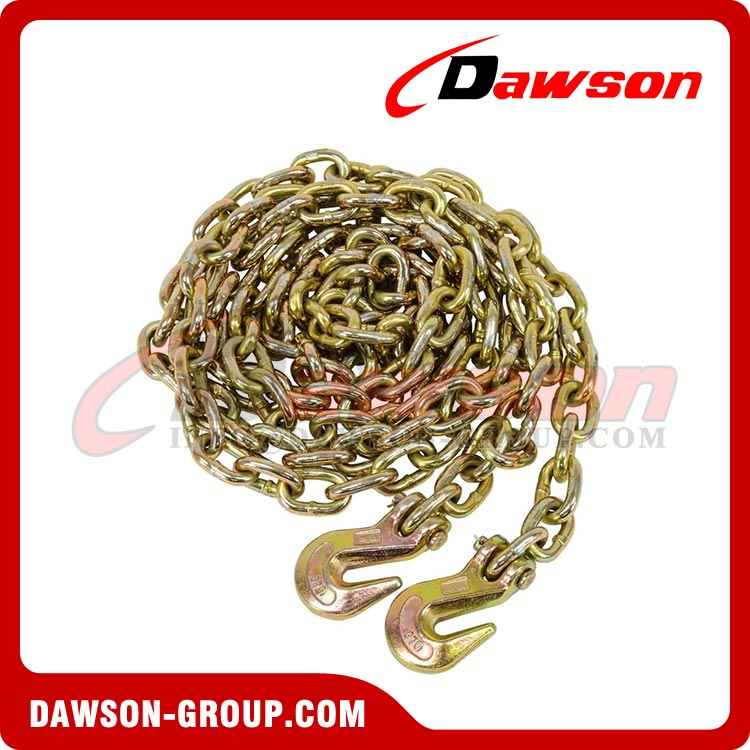 USA Standard G70 5/16"-3/8" Chain Assembly with Clevis Hooks Each End, Grade 70 Transport Chains ...