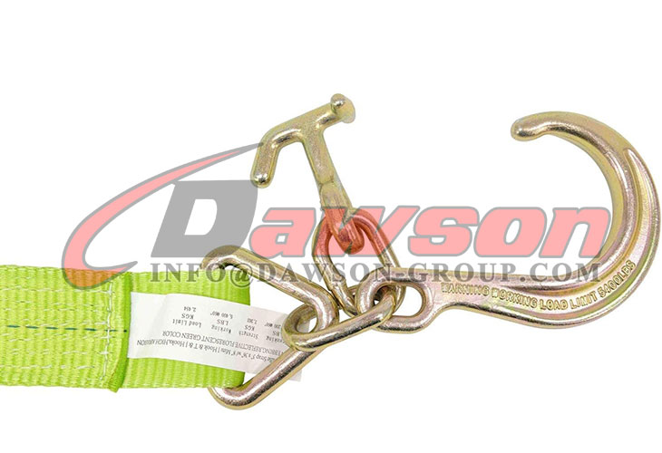 V Bridle Tow Strap 3'' x 36'' with 8'' Mini J Hooks, T-J Hooks, Hi VIZ ...