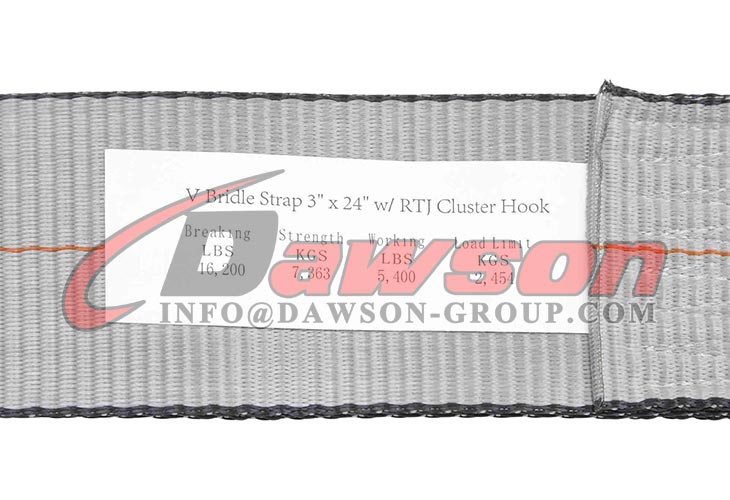 Tow Straps V Bridle 3'' x 24'' with RTJ Cluster Hooks 5400 lbs Working ...