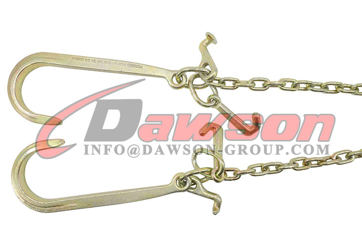 5/16''x2' Leg Grade 70 V-Chain Bridle Tow with 15'' Large Shank J Hook ...