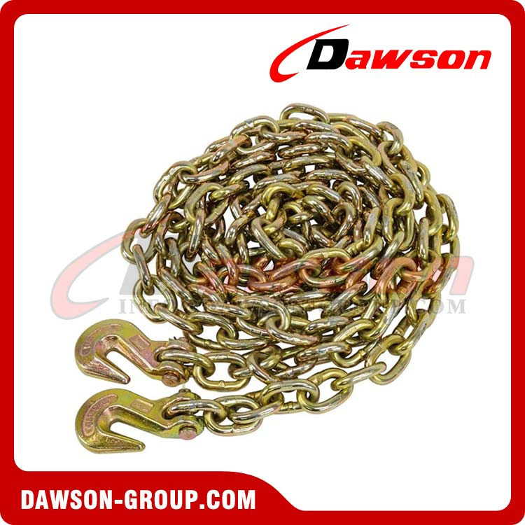 USA Standard G70 5/16"-3/8" Chain Assembly with Clevis Hooks Each End, Grade 70 Transport Chains ...