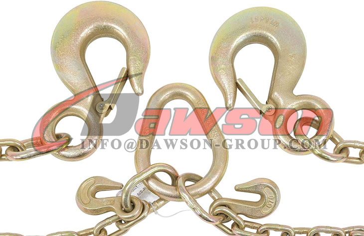 Grade 70 V-Chain Bridle Tow with 1/2'' Slip Hook with Safety Latch ...