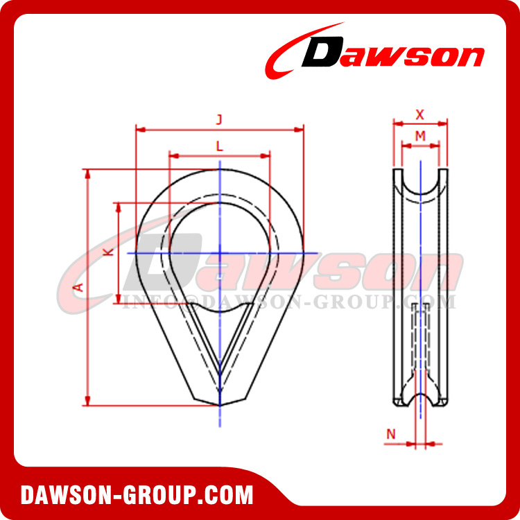 Heavy Duty Stub-End Wire Rope Thimble K2-B, Type K2-B Reinforced ...