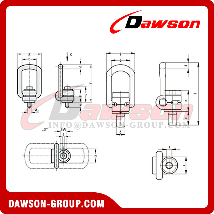 DS-CX Lateral Universal Direction Rotating Lifting Eye bolt - Dawson ...
