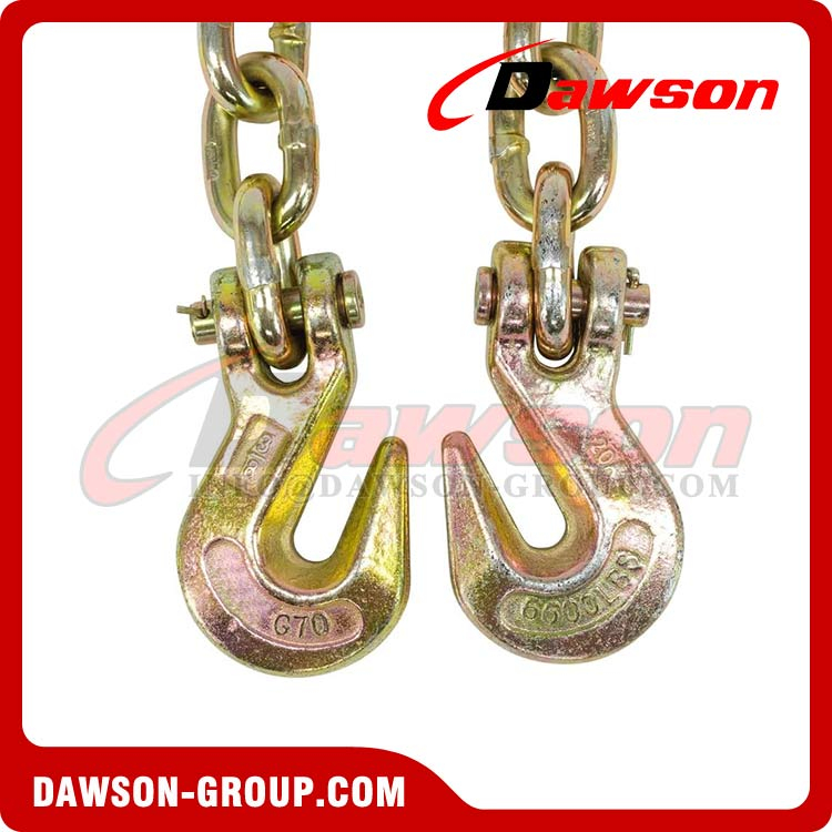 USA Standard G70 5/16"-3/8" Chain Assembly with Clevis Hooks Each End ...
