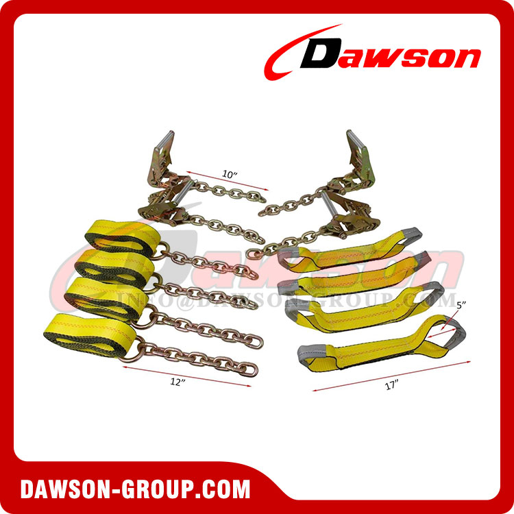 8 Point Roll Back Vehicle Tie Down Kit with Chain Extension on Both ...