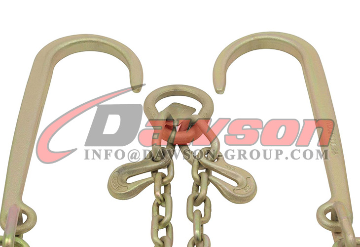 5/16''x2' Leg Grade 70 V-Chain Bridle Tow with 15'' Large Shank J Hook ...