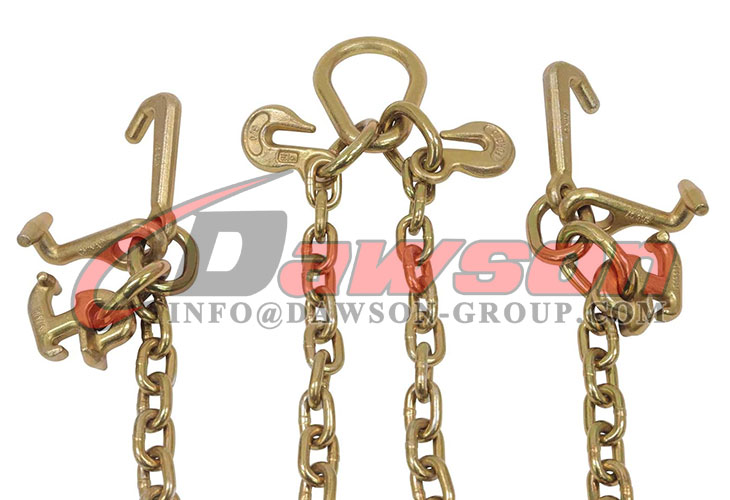 5/16'' Grade 70 V-Chain Bridle with RTJ Cluster Hooks & Grab Hooks - 2 ...
