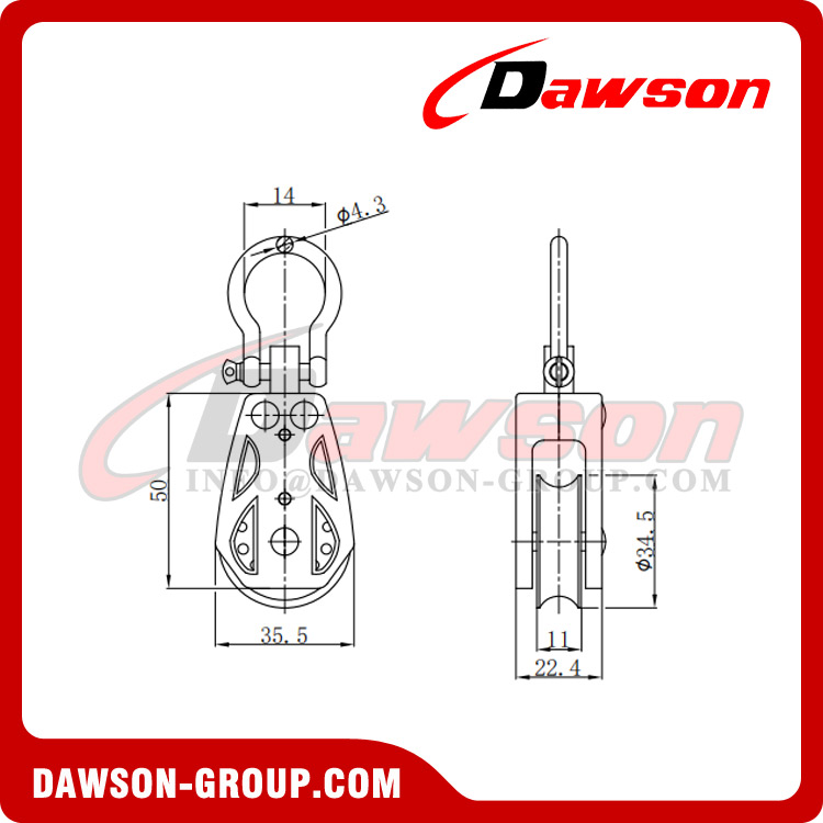 DS-NP-8035 Sailboat Nylon Pulley, Sailing Pulley Blocks, Single Swivel ...