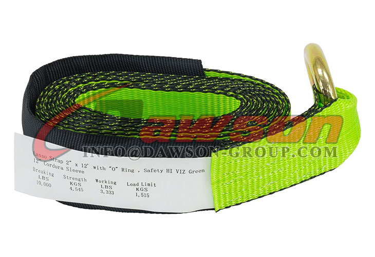 2'' x12' Winch Lasso Strap with O Ring, Safety High Viz Green Webbing ...
