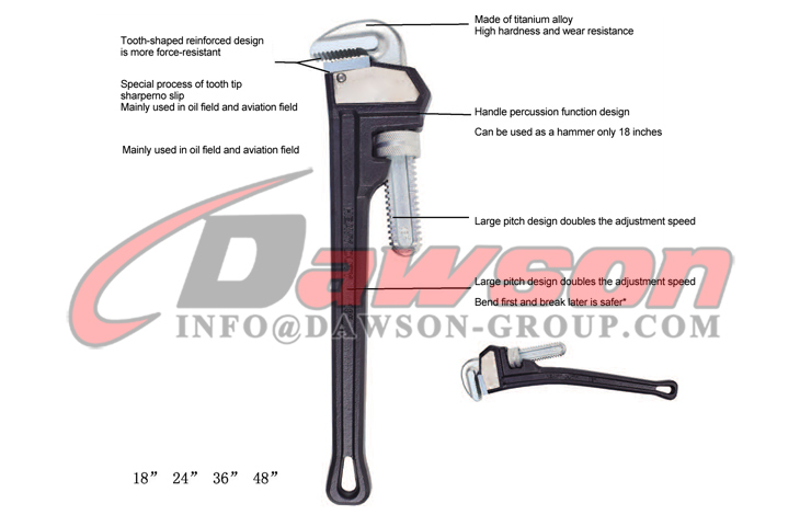 DSTD0509AH Straight Pipe Wrench, Aluminum Handle Straight Pipe Wrench ...