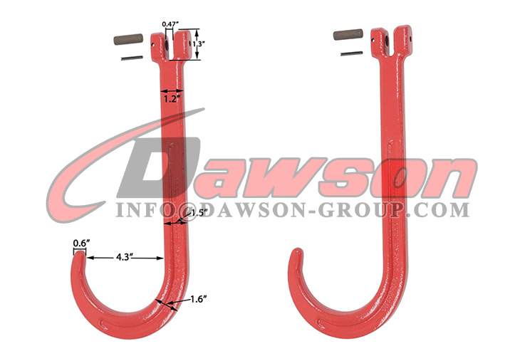 15'' Inch J Hook Heavy Duty Grade G80 Tow Axle Strap Wrecker Roll Back Clevis Load Limit 7100 ...
