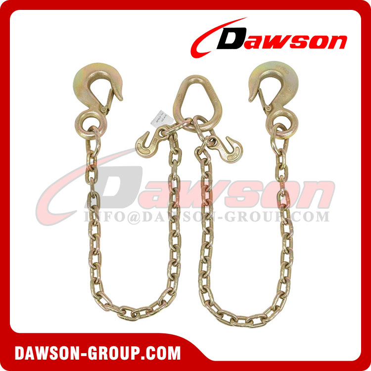 Grade 70 V-Chain Bridle Tow with 1/2'' Slip Hook with Safety Latch ...