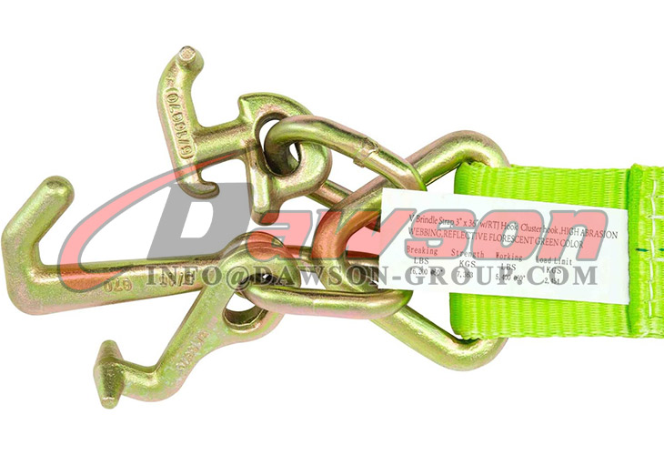 Tow Straps V Bridle 3'' ×24'' with RTJ Clusters, Hi VIZ/HI Abrasion ...