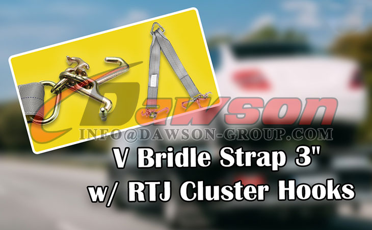 Tow Straps V Bridle 3'' x 24'' with RTJ Cluster Hooks 5400 lbs Working ...