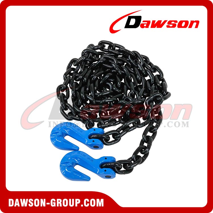 3/8'' x 16' Grade 100 Transport Chain with G100 Grab Hooks, 8800 lbs ...
