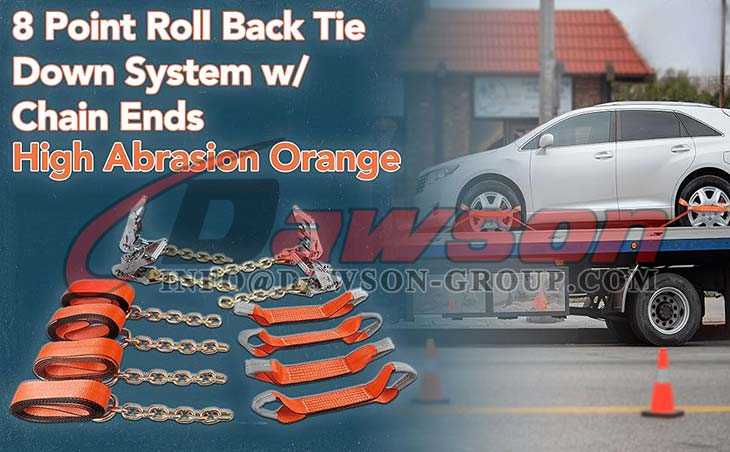 8 Point Roll Back Vehicle Tie Down Kit with Chain Extension on Both ...