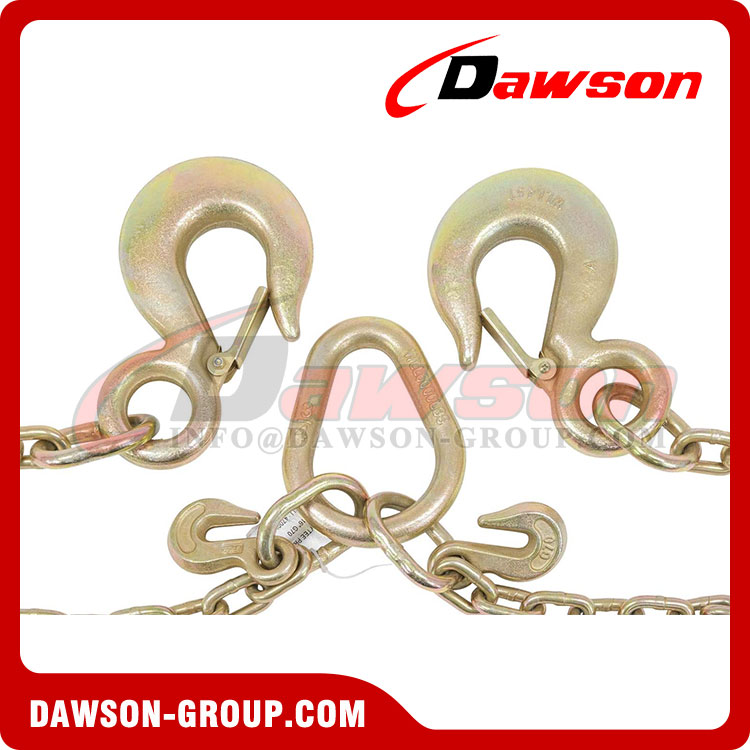 Grade 70 V-Chain Bridle Tow with 1/2'' Slip Hook with Safety Latch ...