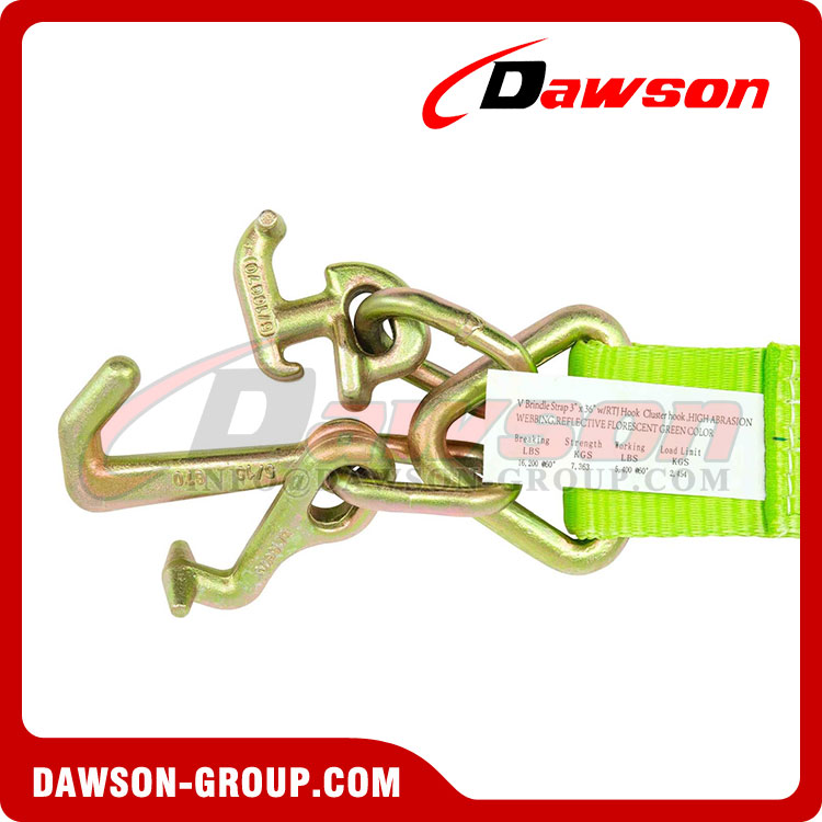 Tow Straps V Bridle 3'' ×24'' with RTJ Clusters, Hi VIZ/HI Abrasion ...