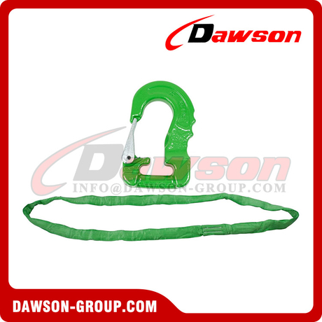 Endless Round Sling 4' Green with Hook Combo, 5300 lbs WLL Crane ...