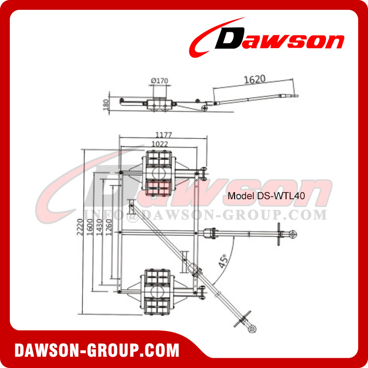 DS-WTL20 DS-WTL40 Series Tandem Trolley for Heavy Loads, Tandem Dolly ...