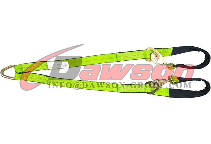 V-Bridle Strap 2'' x 6' with Snap Hooks with Cordura Sleeve and Axle ...